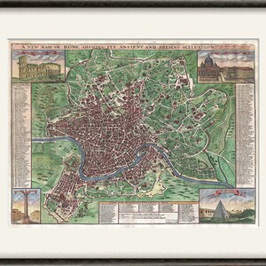 Rome Map Print Map Vintage Old Maps Antique Map Poster Map Decor Home ...