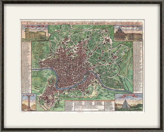 Rome Map Print Map Vintage Old Maps Antique Map Poster Map - Etsy