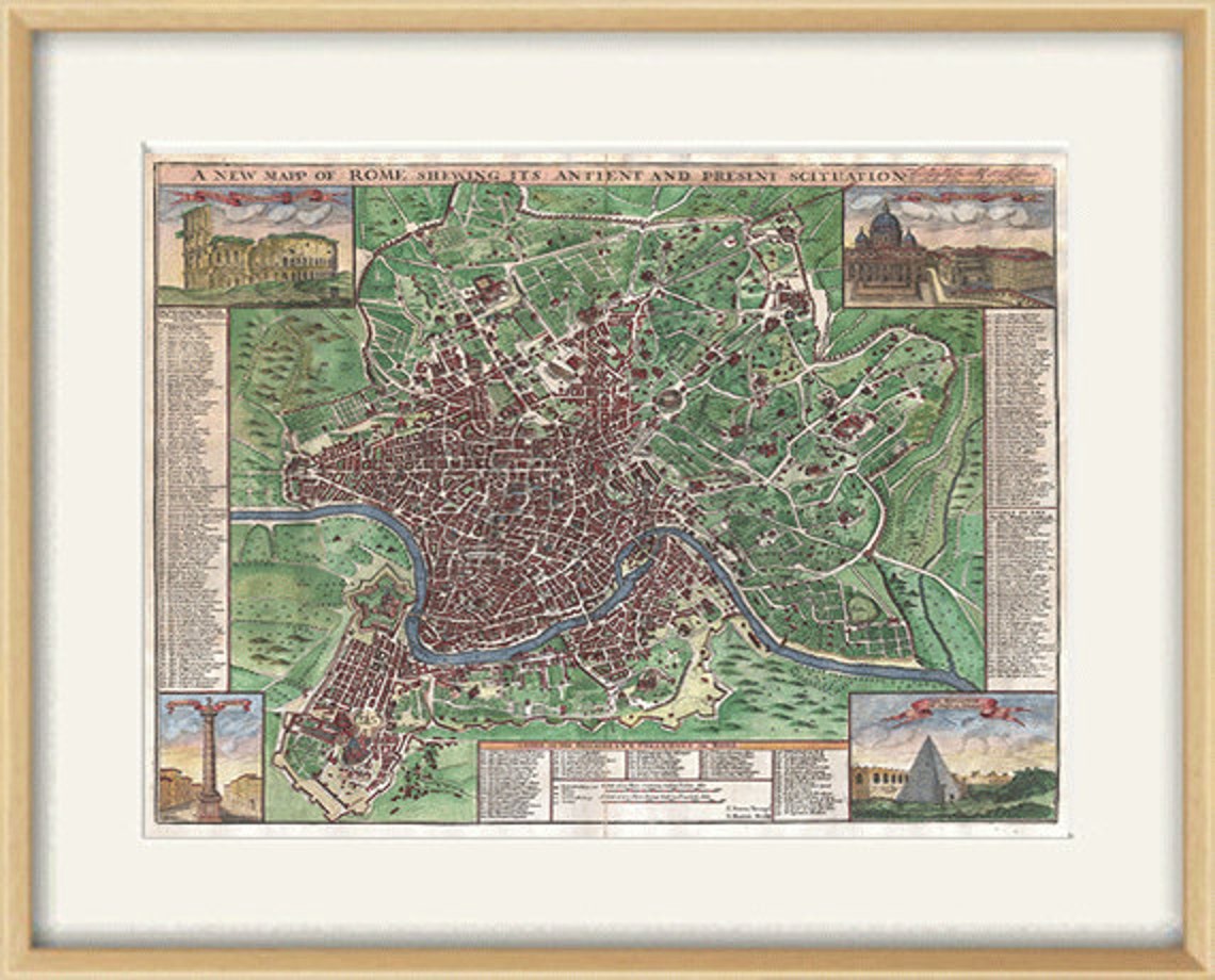 Rome Map Print Map Vintage Old Maps Antique Map Poster Map - Etsy