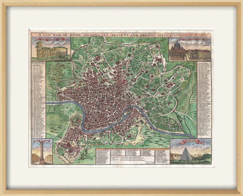 Rome Map Print Map Vintage Old Maps Antique Map Poster Map - Etsy