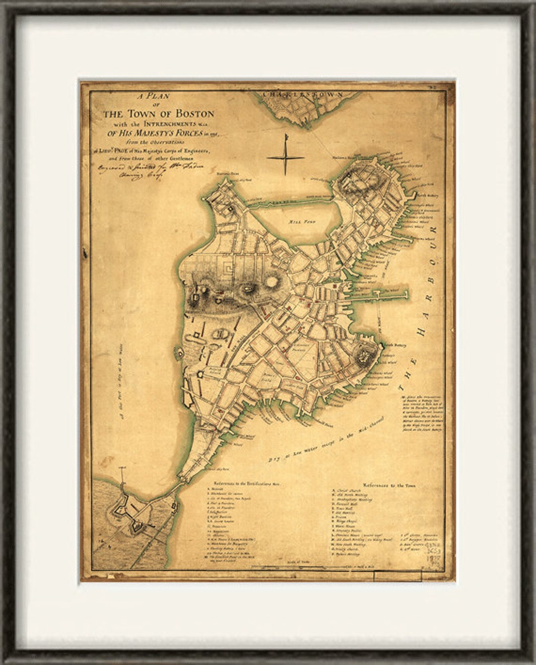 Boston Map Print Map Vintage Old Maps Antique Prints Poster Map Decor ...