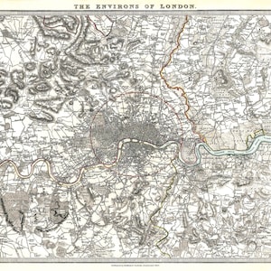 Antique London Map Print Map Vintage Old Maps Antique Prints Poster Map ...