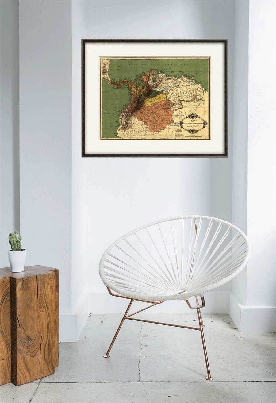 Colombia map print map vintage old maps Antique map poster map | Etsy