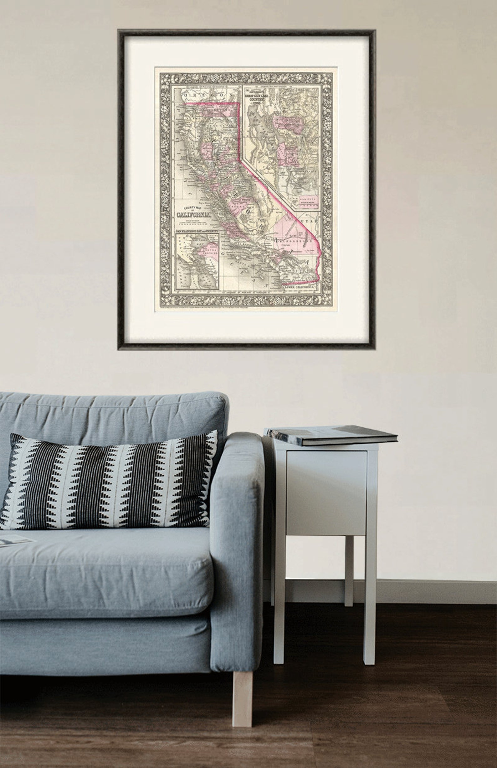 California Map Print State Map Vintage Antique Prints Antique - Etsy