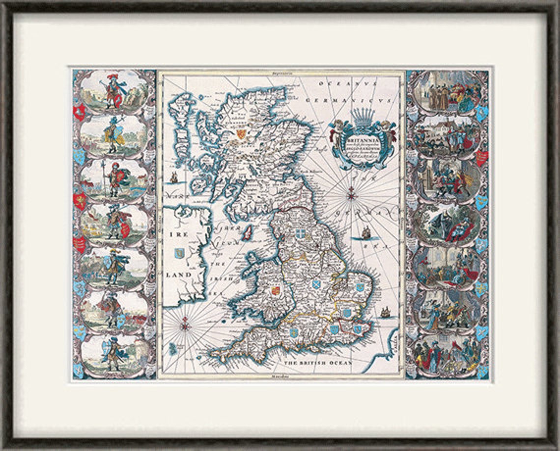 England Map Print UK Map Vintage Old Maps Antique Map Poster - Etsy