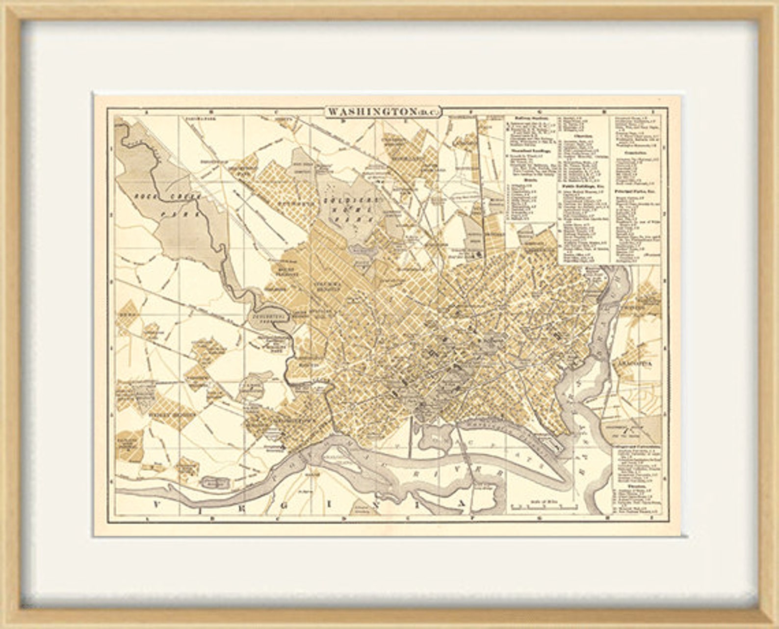 Washington DC map print map vintage old maps Antique map | Etsy