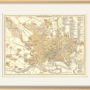 Washington DC Map Print Map Vintage Old Maps Antique Map Poster Map ...