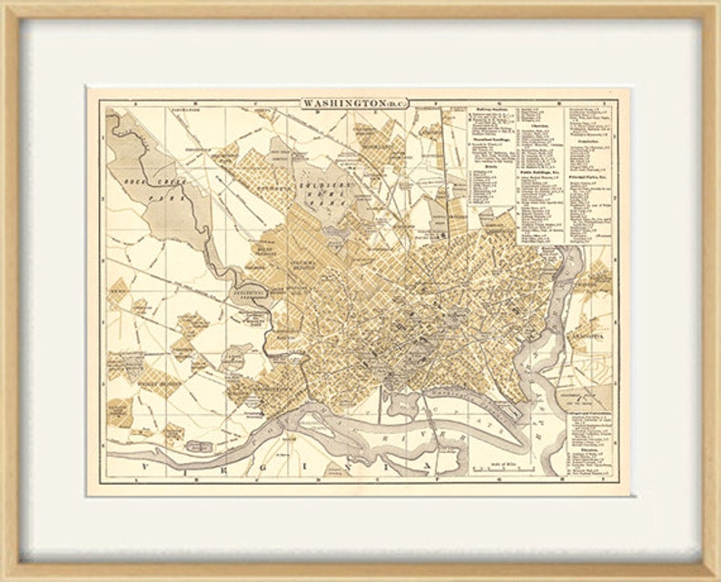 Washington DC map print map vintage old maps Antique map | Etsy