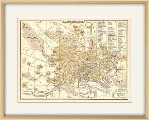 Washington DC map print map vintage old maps Antique map | Etsy
