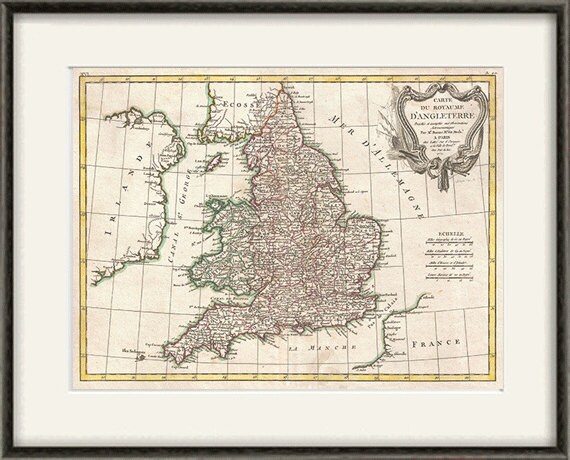 England Map Print UK Map Vintage Old Maps Antique Map Poster - Etsy