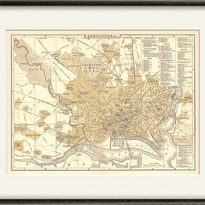 Washington DC Map Print Map Vintage Old Maps Antique Map Poster Map ...
