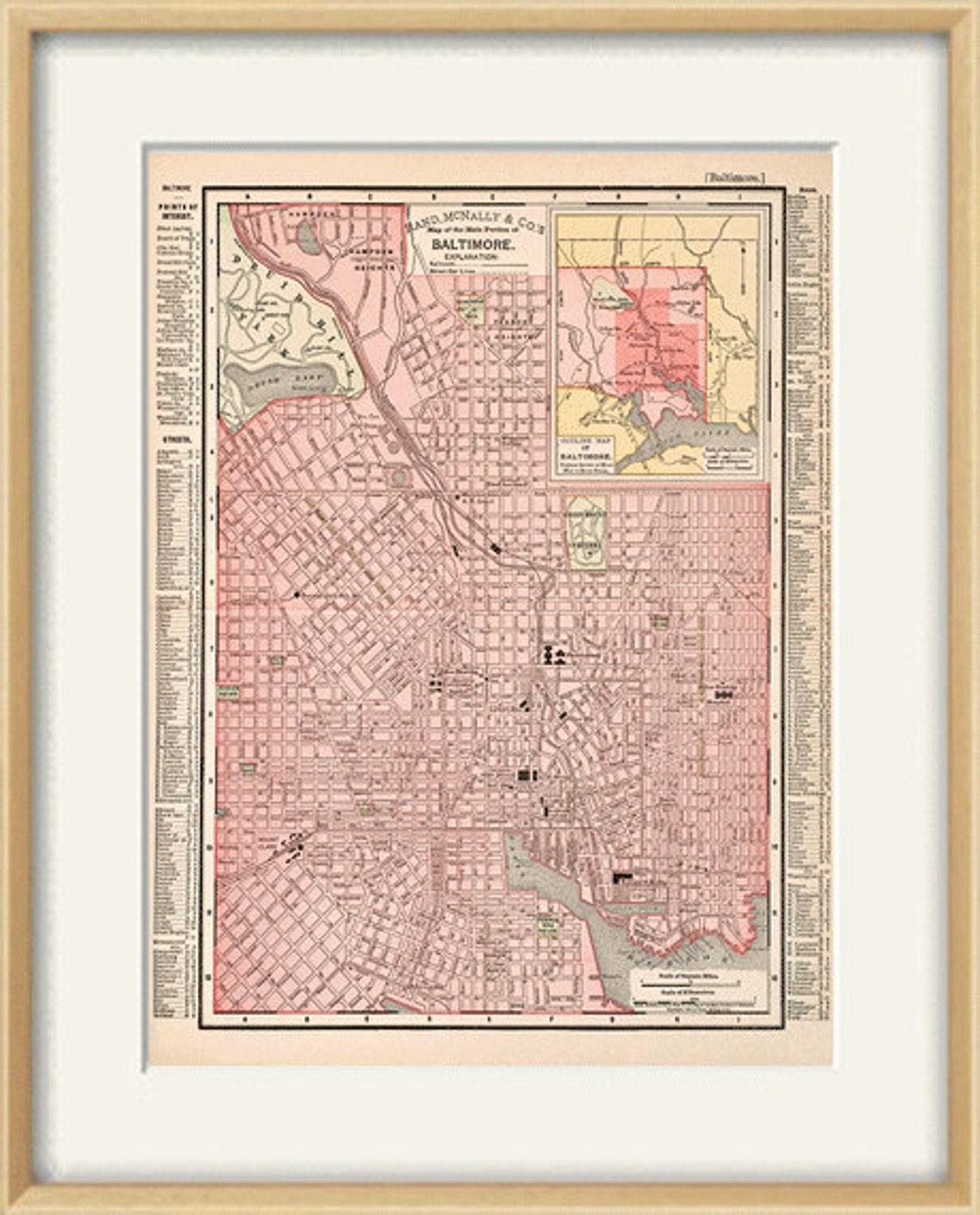 Baltimore Map Print Map Vintage Old Map Antique Prints Poster - Etsy