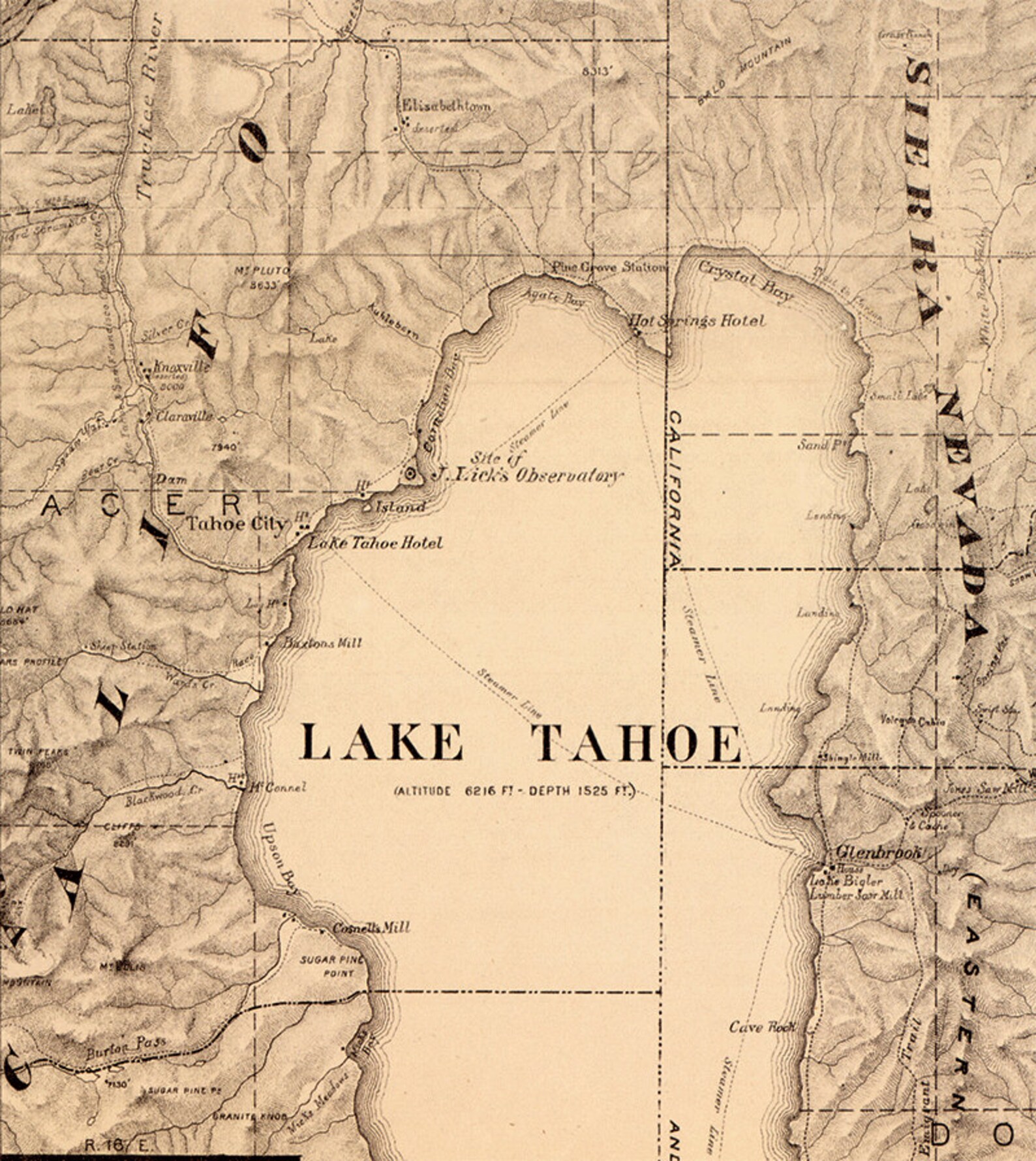 Lake Tahoe Map California Map Print Map Vintage Old Maps - Etsy