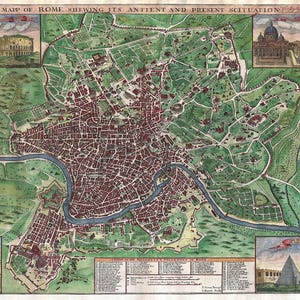 Rome Map Print Map Vintage Old Maps Antique Map Poster Map Decor Home ...