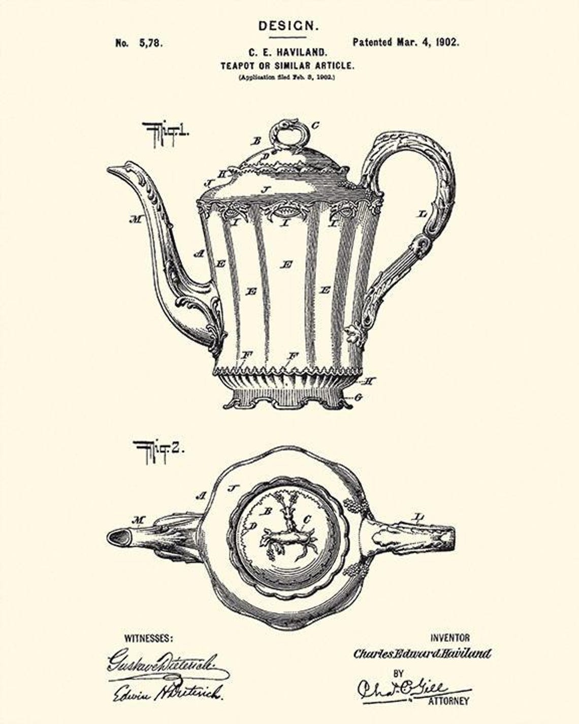Tea Art Print Tea Art Patent Art Print Dining Room Art Print - Etsy