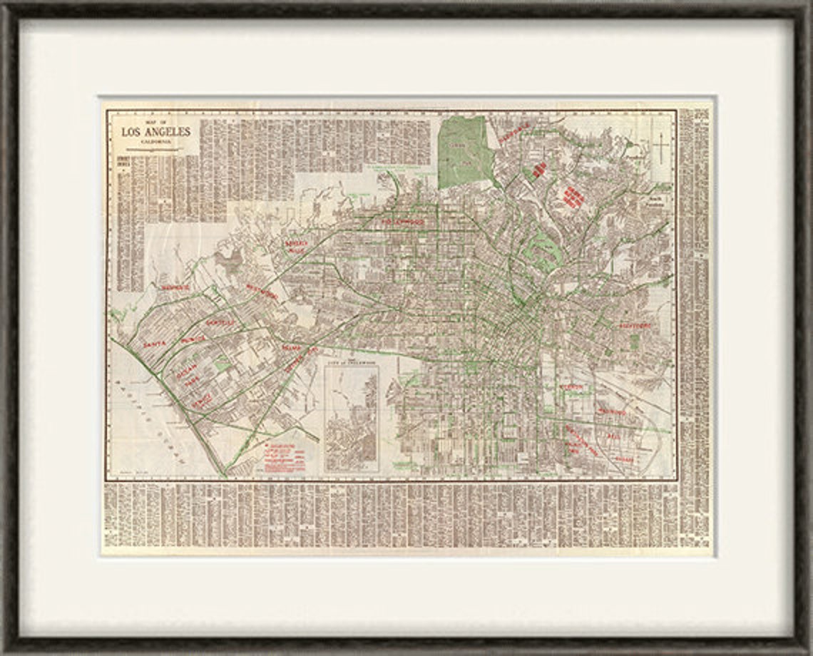 Los Angeles Map Print Map Vintage Old Maps Antique Prints | Etsy
