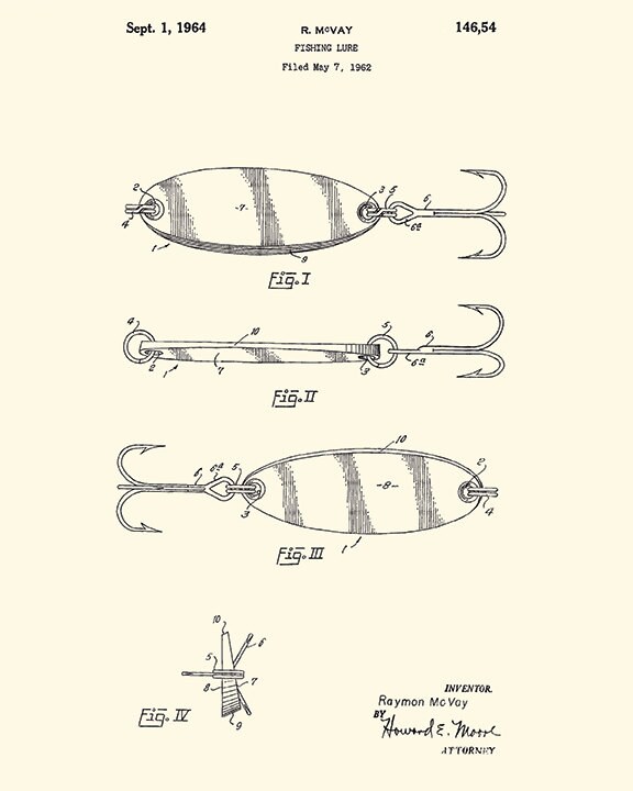 Fishing Lure Art Patent Art Print Fishing Art Print Patent | Etsy