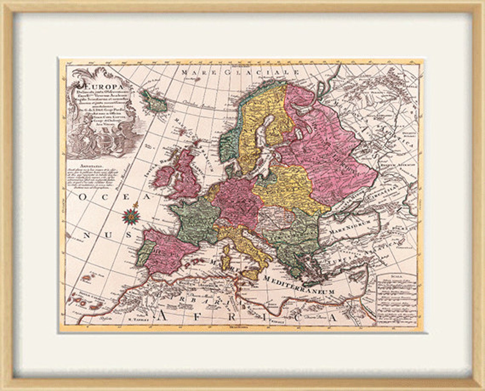 Europe Map Print Map Vintage Old Maps Antique Prints Poster - Etsy