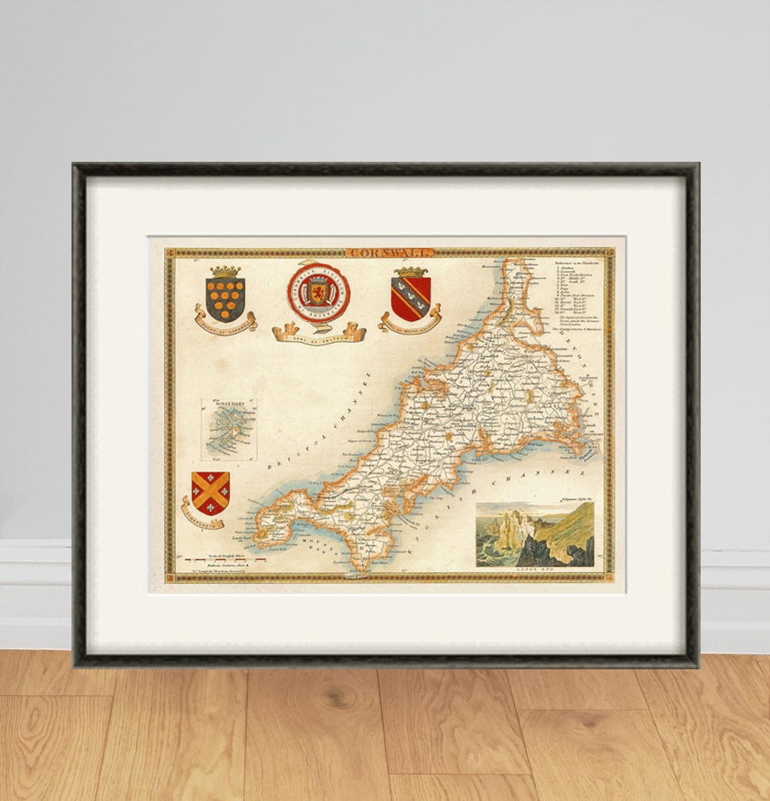 Cornwall Map Print Map Vintage Old Maps Antique Prints Poster Map Decor ...
