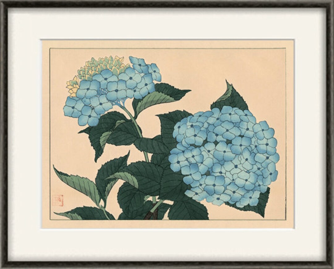 Hydrangea Art Print Japanese Botanical Prints Garden Wall Art - Etsy
