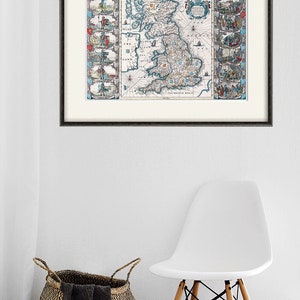 England Map Print UK Map Vintage Old Maps Antique Map Poster Map Wall ...