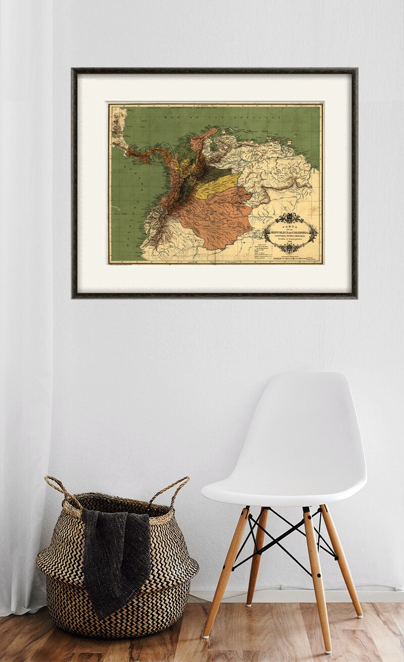 Colombia map print map vintage old maps Antique map poster map | Etsy