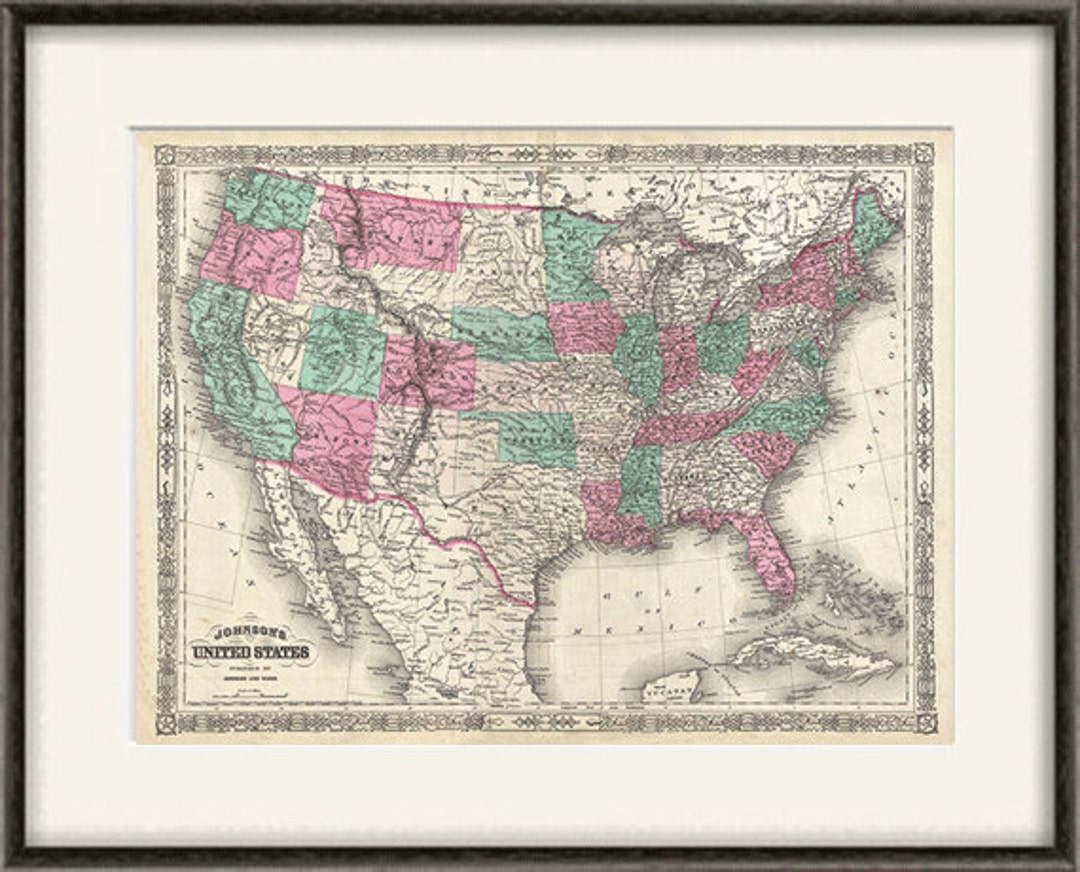 USA Map Print American Map Vintage Map Print Old Map Antique - Etsy