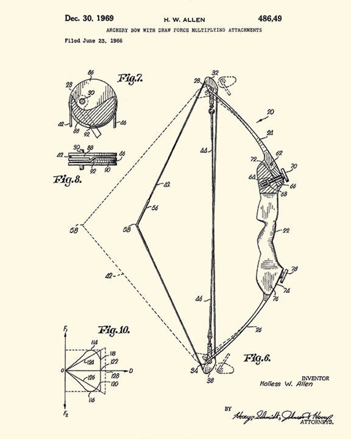 Archer Art Patent Print Bow and Arrow Art Print Patent Poster - Etsy
