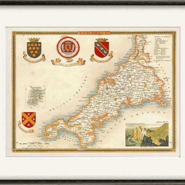 Maps Map of Cornwall - Etsy