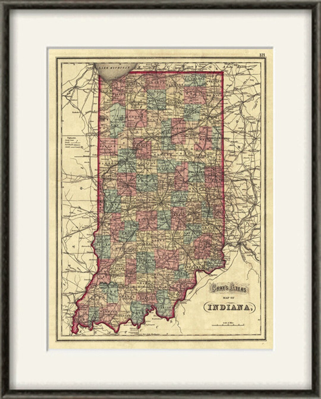 Indiana Map Print State Map Vintage Old Maps Antique Prints - Etsy