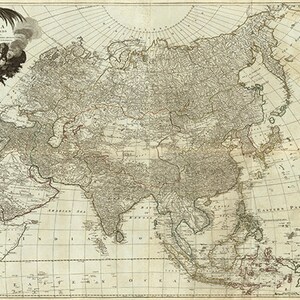 Asia Map Print Map Vintage Old Maps Antique Prints Poster Map Wall ...