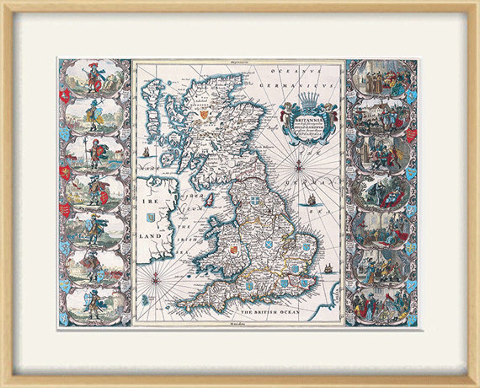 England Map Print UK Map Vintage Old Maps Antique Map Poster - Etsy