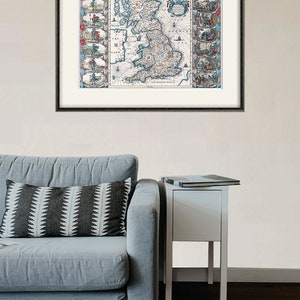 England Map Print UK Map Vintage Old Maps Antique Map Poster Map Wall ...