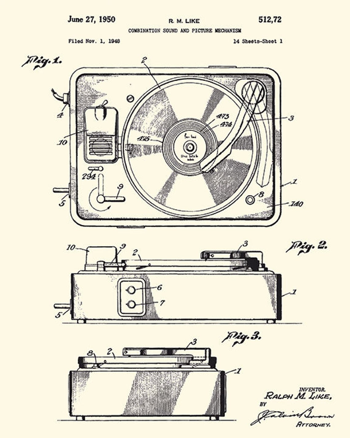 Record Player Art Patent Art Print Music Art Print Patent | Etsy