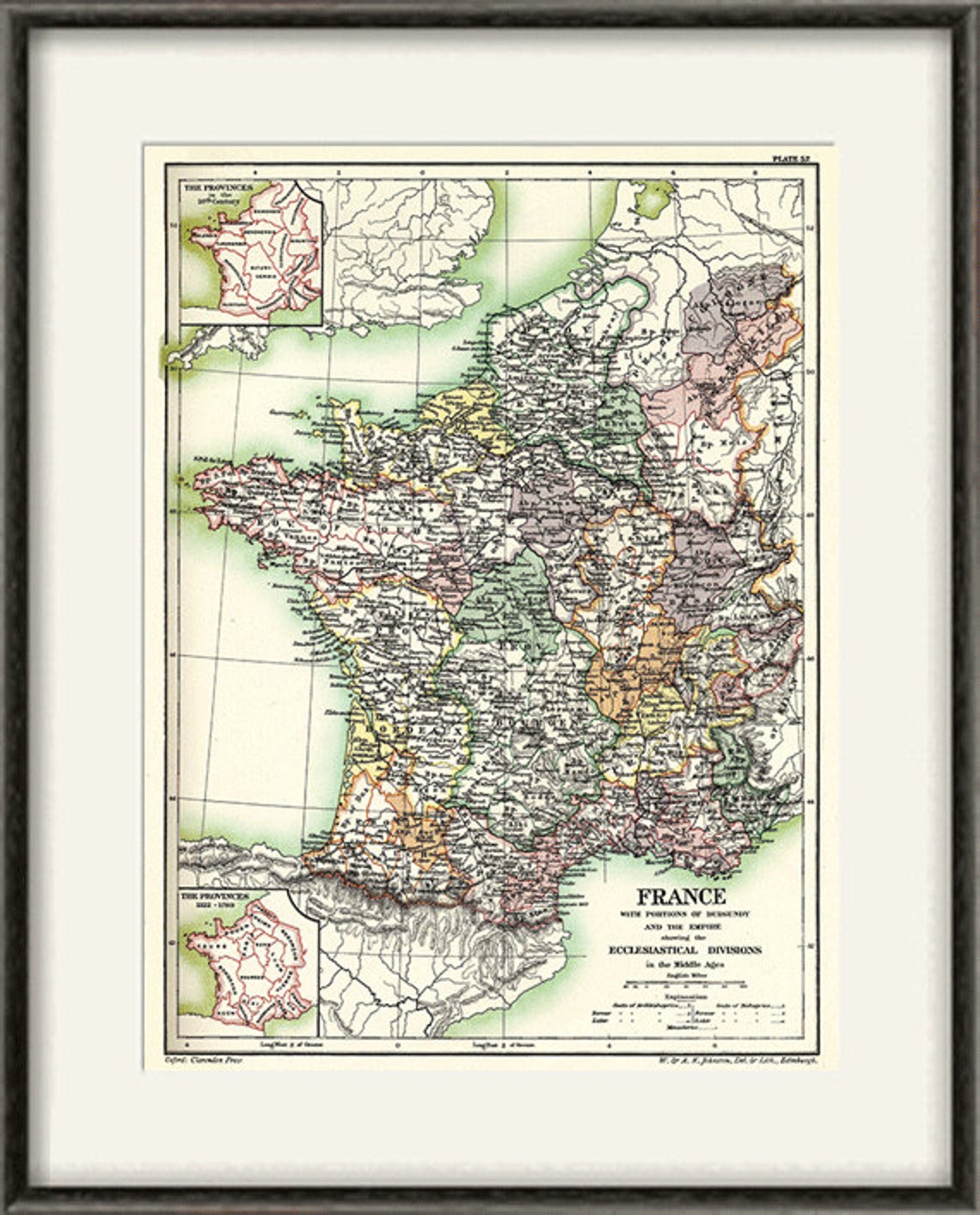 France Map Print Map Vintage Old Maps Antique Prints Poster - Etsy