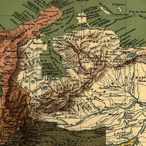 Colombia Map Print Map Vintage Old Maps Antique Map Poster Map Wall ...