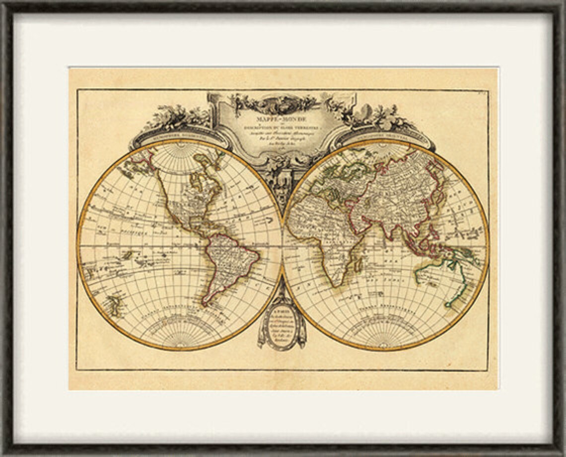 World Map Vintage Map Print Antique Prints Old Prints Map Wall - Etsy