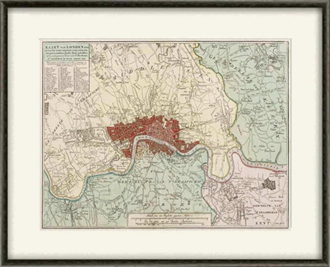 Antique London Map Print Map Vintage Old Maps Antique Map Poster Map ...