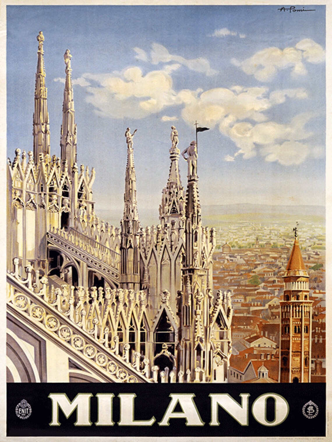 Milan Art Print Italy Print Antique Wall Travel Print Travel - Etsy