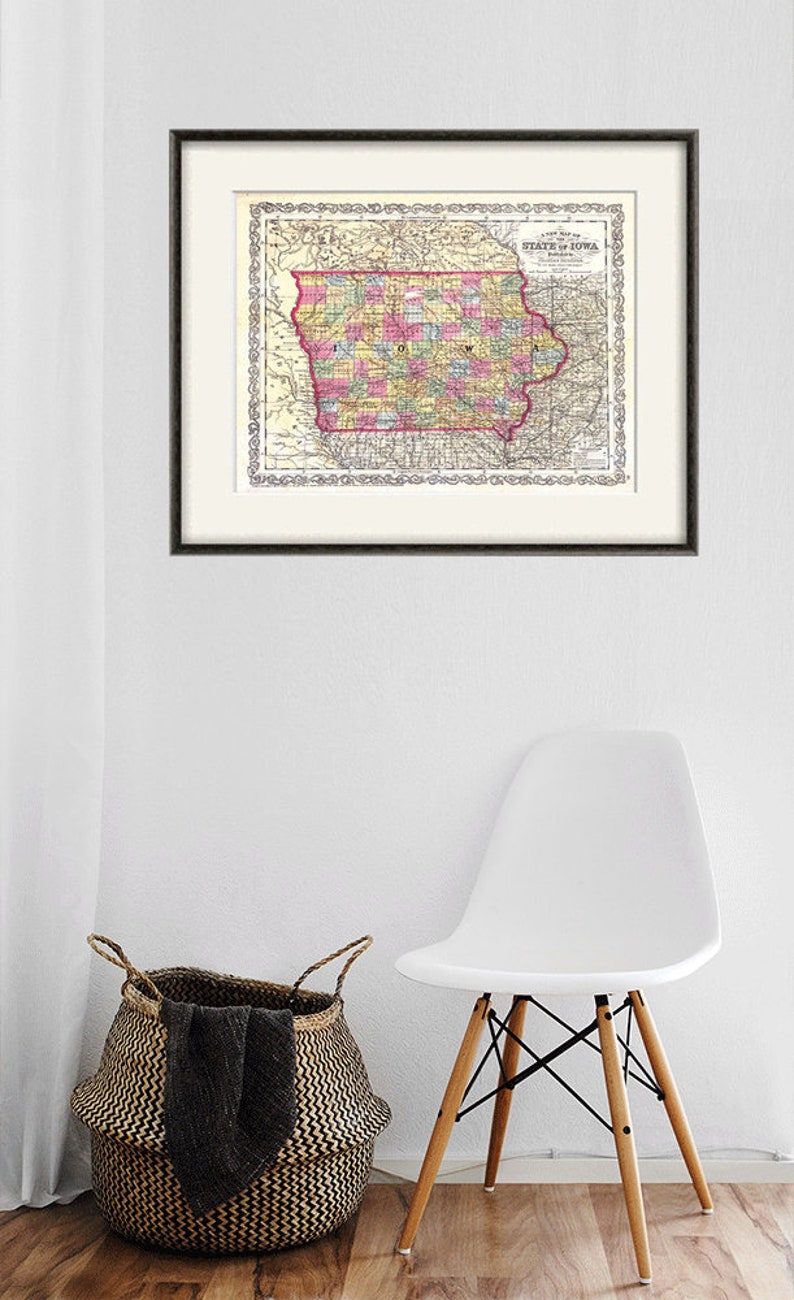 Iowa Map Print State Map Vintage Old Maps Antique Prints | Etsy
