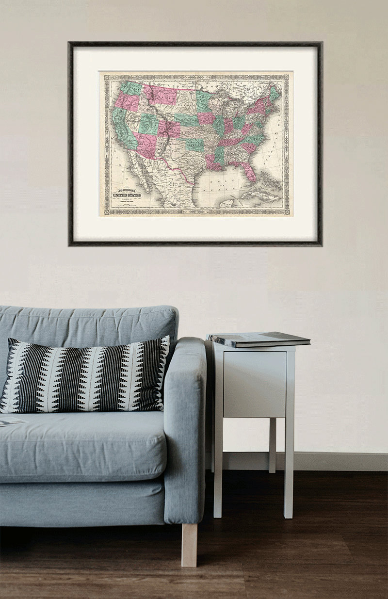USA map print American map vintage Map print old map Antique | Etsy