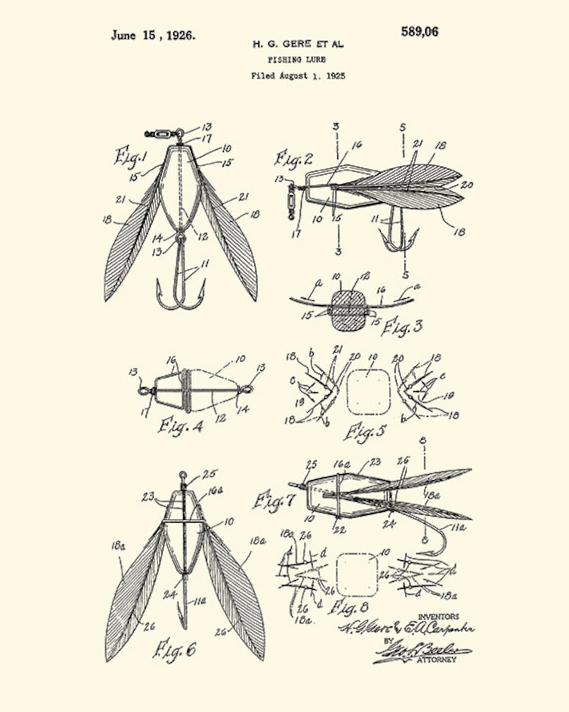 Fishing Lure Art Patent Art Print Fishing Art Print Patent | Etsy