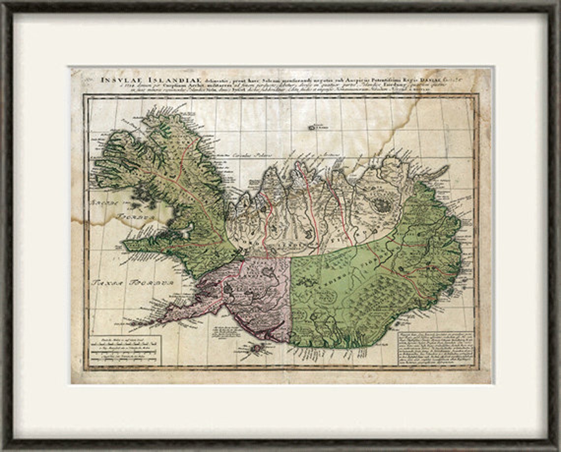 Antique Iceland map print map vintage old maps Antique map | Etsy