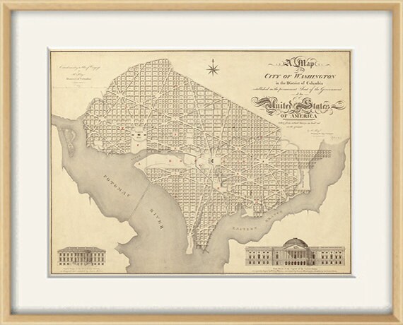 Washington DC Map Print Map Vintage Old Maps Antique Map | Etsy