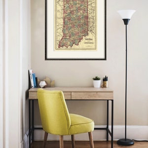 Indiana Map Print State Map Vintage Old Maps Antique Prints Poster Map ...