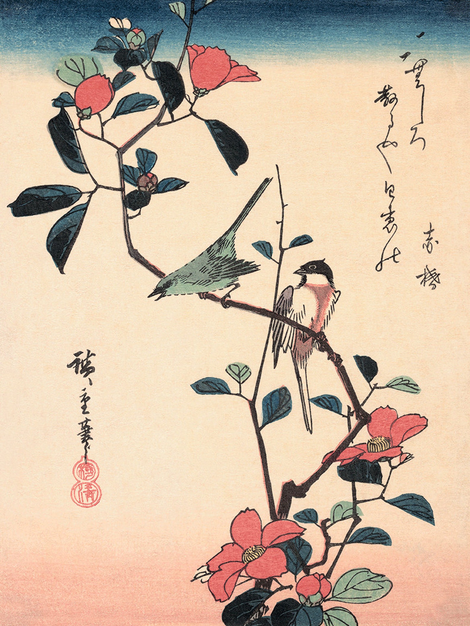 Japanese Bird Art Print Japanese Art Print Poster Bird Decor | Etsy