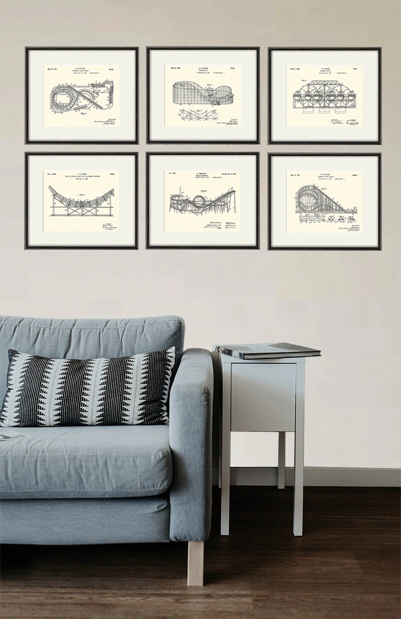 Roller Coaster Patent art print carnival art carnival decor | Etsy