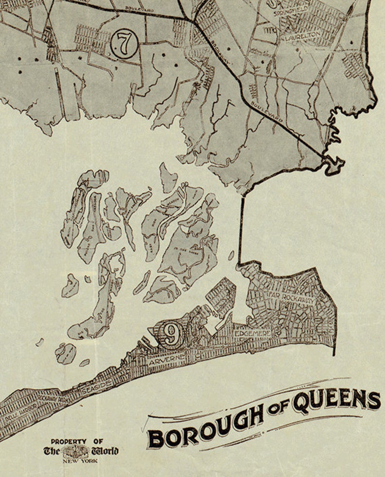 Queens New York city map print map vintage old maps Antique | Etsy