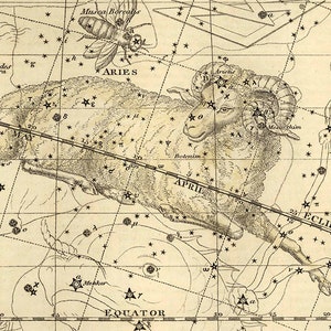 Constellation Aries Zodiac Celestial Art Star Map Old Print Home Decor ...