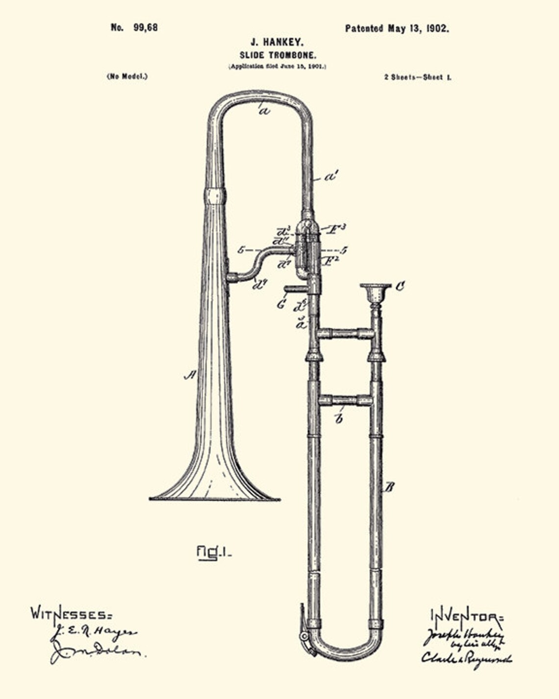 Brass Instrument Patent Art Music Art Print Patent Poster - Etsy